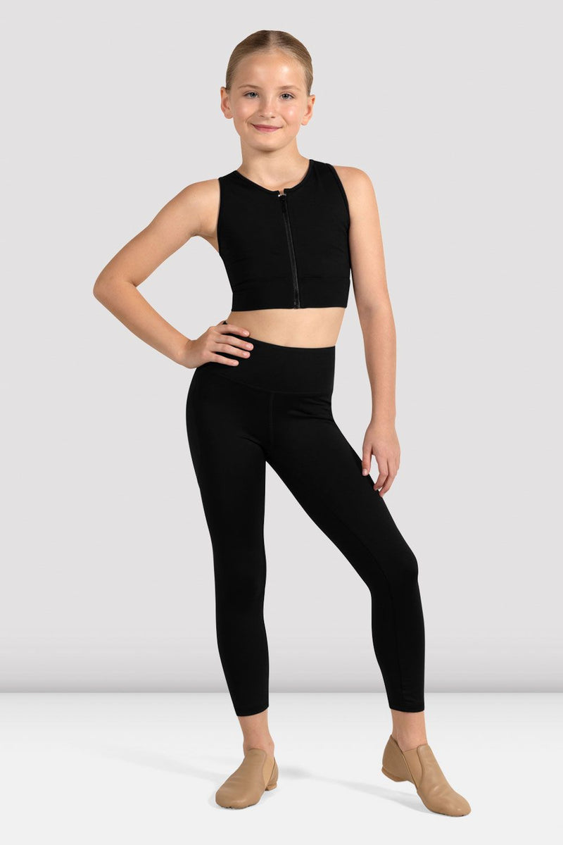 Girls Shan Zip Front Crop Top, Black – BLOCH Dance US